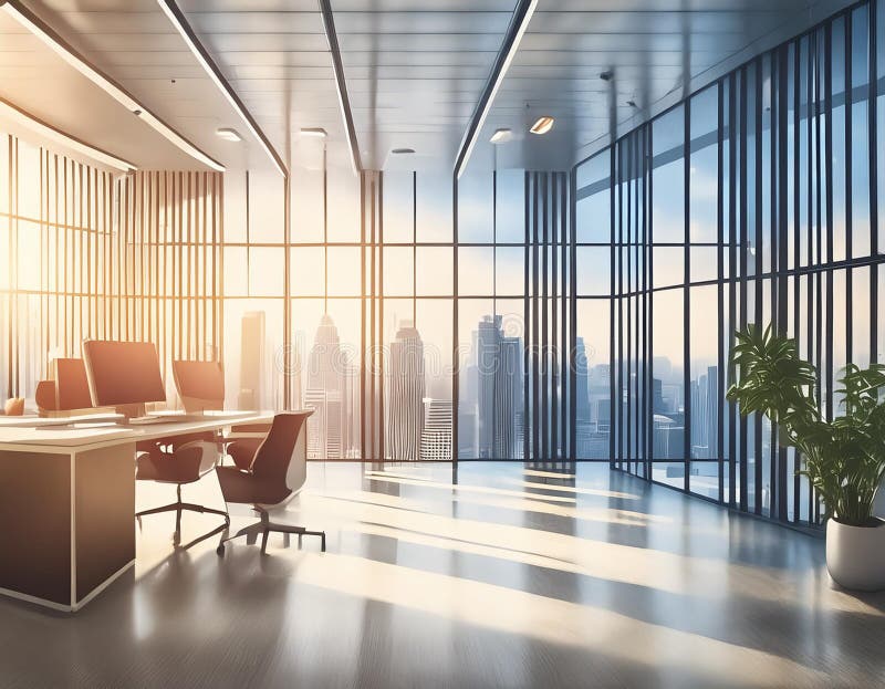 Beautiful Blurred Background of a Light Modern Office Interior with ...