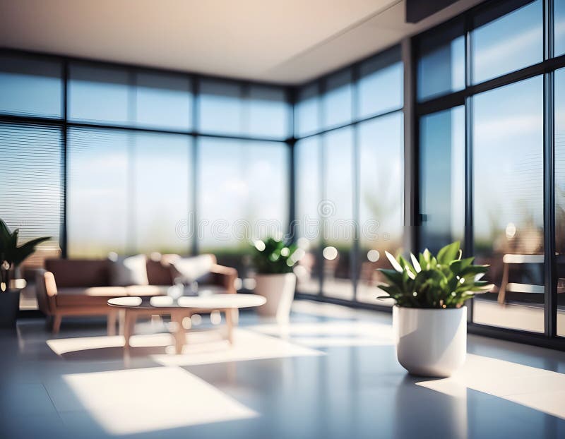Beautiful Blurred Background of a Light Modern Office Interior with ...