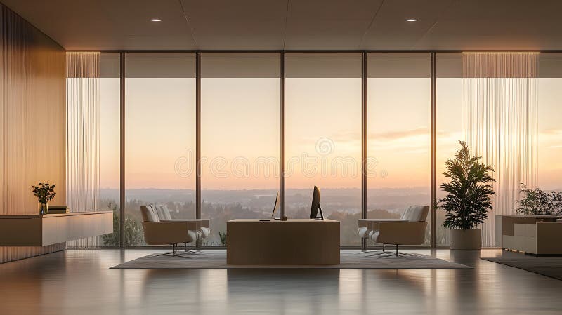 Beautiful Blurred Background of Light Modern Office Interior Panoramic ...