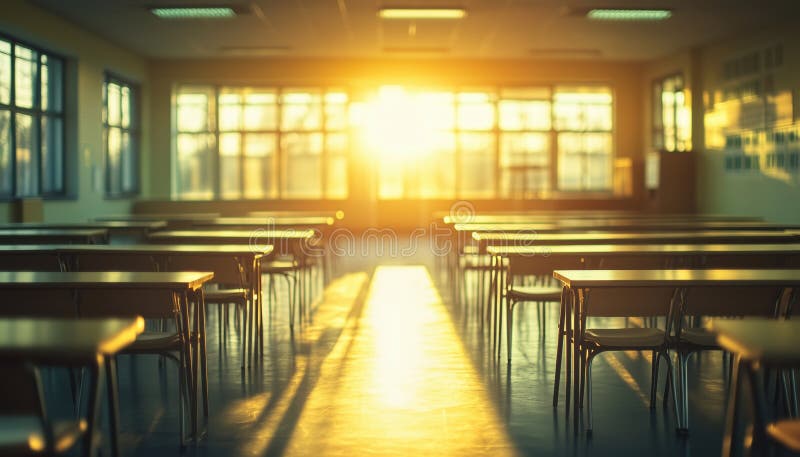 Beautiful Blurred Classroom and Study Room with Panoramic Windows and ...