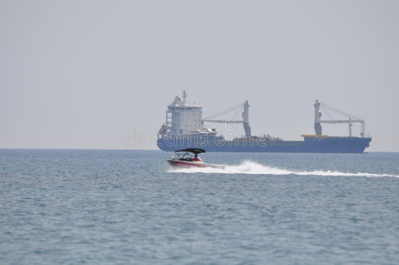The Beautiful Boat in Open Sea Stock Image - Image of blue, ripple ...