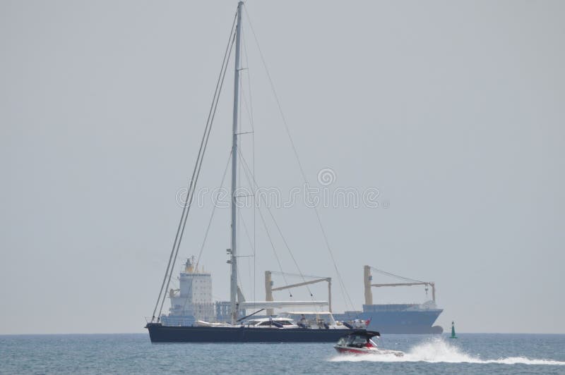 The Beautiful Boat in Open Sea Stock Photo - Image of sailboat ...