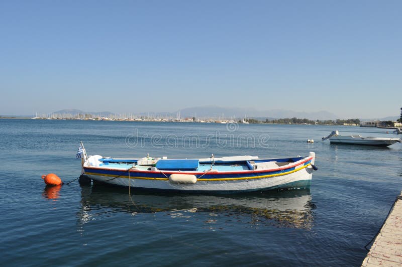 The Beautiful Boat in Open Sea Stock Image - Image of calm, ripple ...