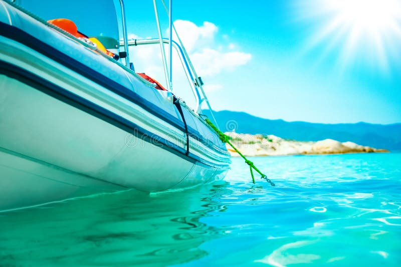 Beautiful Boat in the Sea on Nature Background Stock Photo - Image of ...