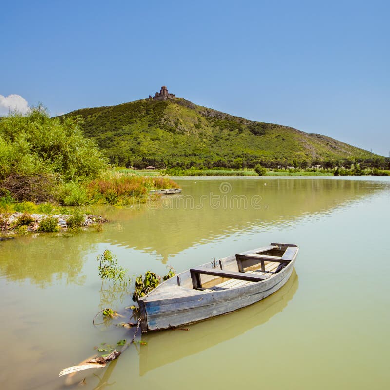 Beautiful Boat in Water on Mountain Background Stock Photo - Image of ...