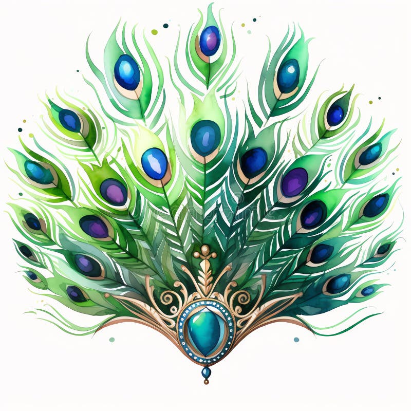 Beautiful Boho Crown Made of Peacocks Feather Clipart Illustration Stock Illustration ...