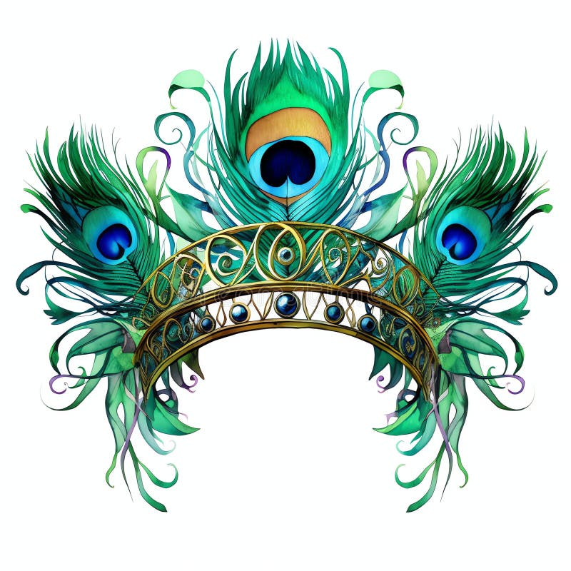 Beautiful Boho Crown Made of Peacocks Feather Clipart Illustration ...