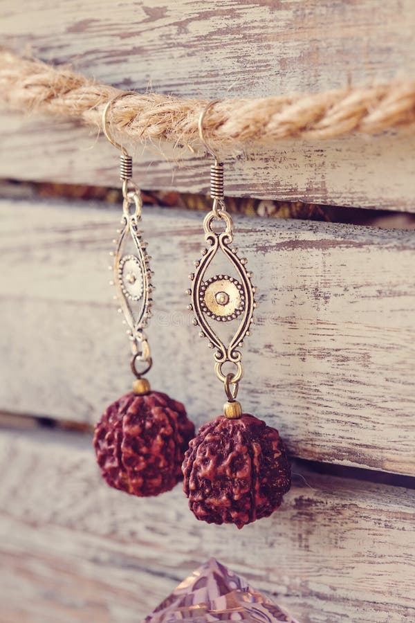 Beautiful Boho Natural Earrings Stock Photo - Image of romantic, gypsy ...