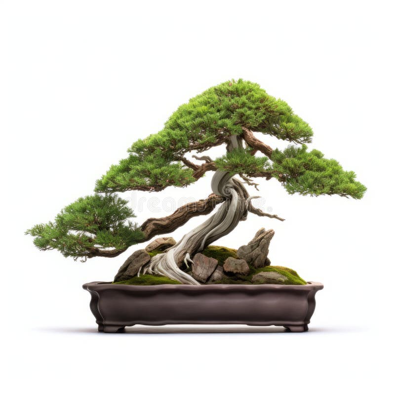 Beautiful Bonsai Trees on White Background for Minimalist Designs Stock ...