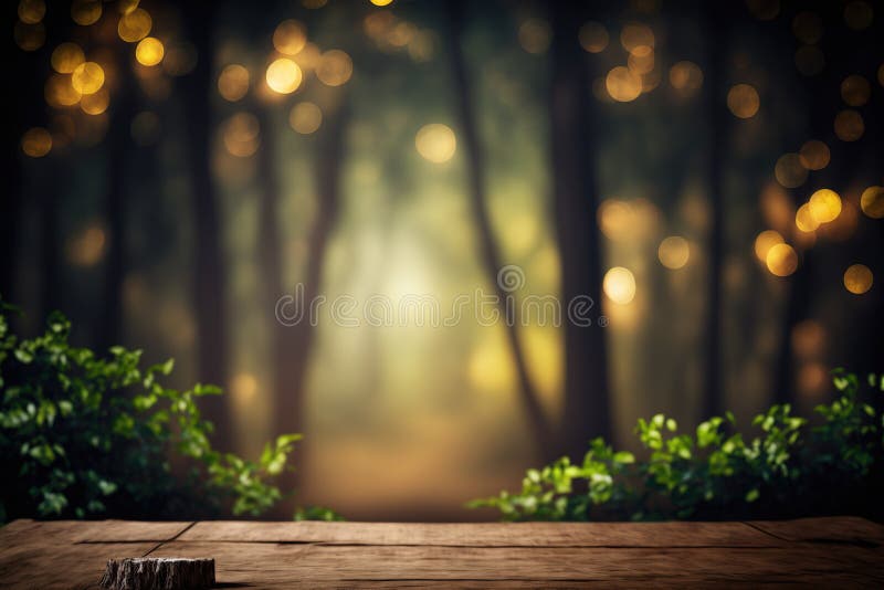 Beautiful Boreal Forest Background View with Empty Rustic Wooden Table ...