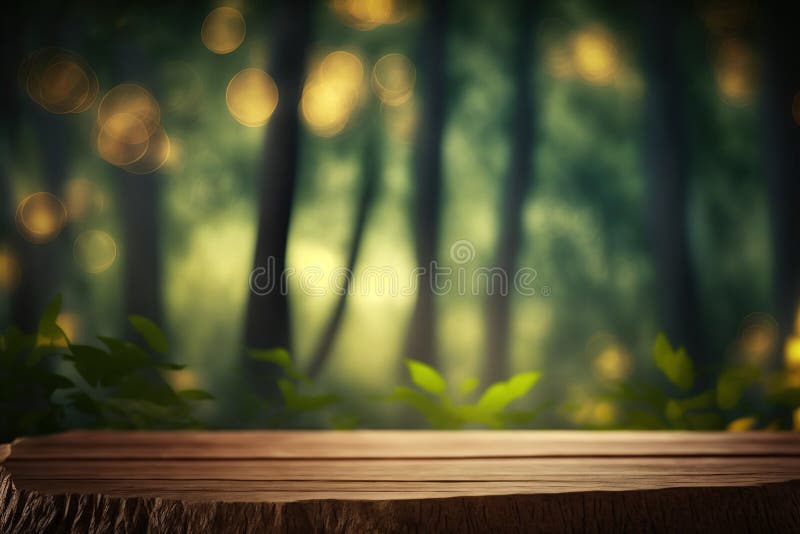 Beautiful Boreal Forest Background View with Empty Rustic Wooden Table ...