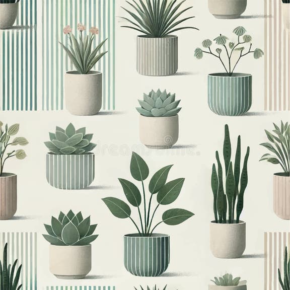 Beautiful Botany Pots in Vector Stock Vector - Illustration of flat ...
