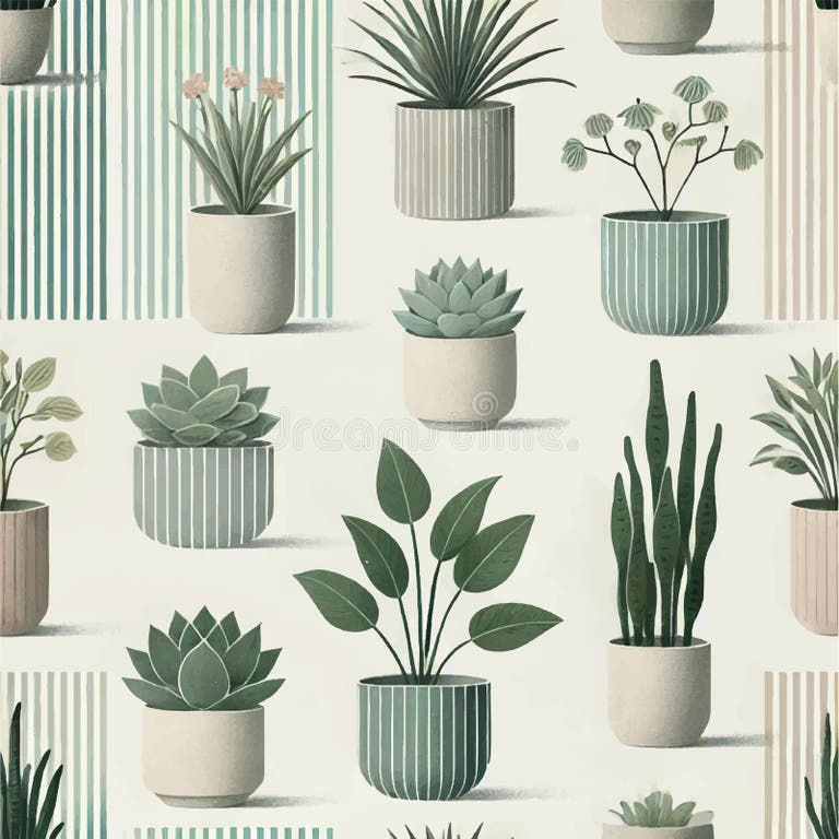 Beautiful Botany Pots in Vector Stock Vector - Illustration of flat ...