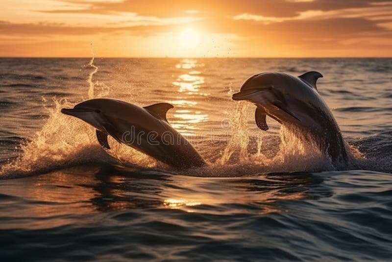 Beautiful Bottlenose Dolphins Stock Illustration - Illustration of ...