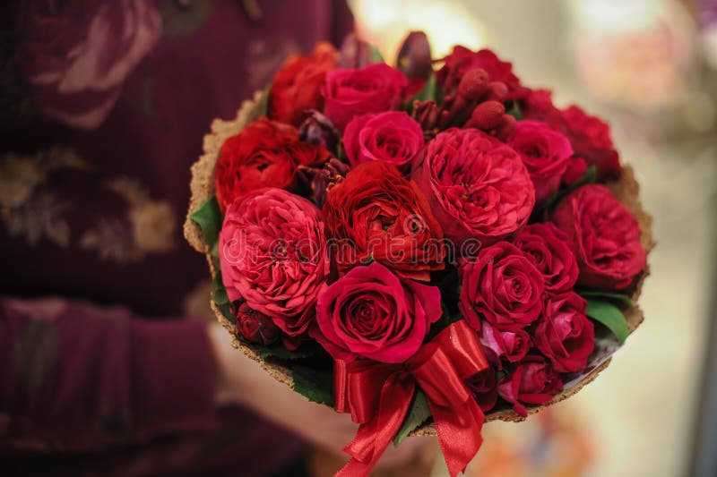 Beautiful Bouquet of Different Red Flowers Stock Image - Image of ...