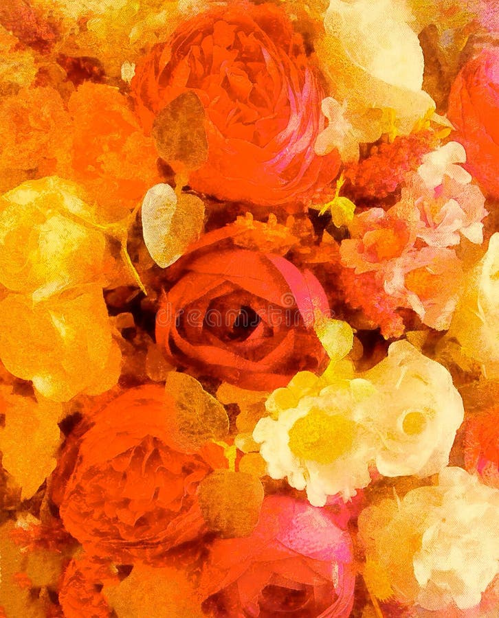 Beautiful Bouquet of Flowers. Computer Painting Effect. Stock ...