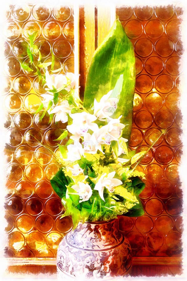 Beautiful Bouquet of Flowers. Computer Painting Effect. Stock ...