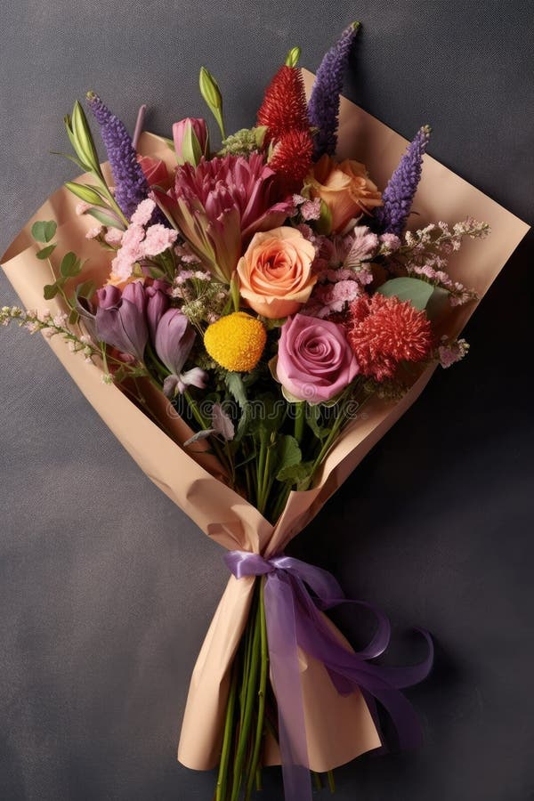Beautiful Bouquet of Flowers with a Heartfelt Note Stock Illustration ...