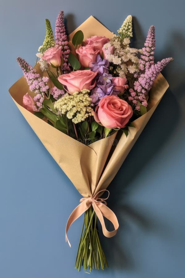 Beautiful Bouquet of Flowers with a Heartfelt Note Stock Illustration ...