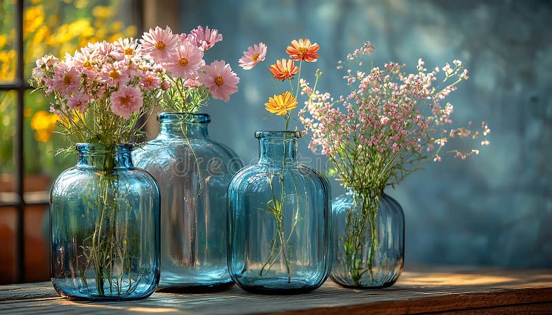 Beautiful Bouquet of Fresh Flowers on Rustic Table Generated by AI ...