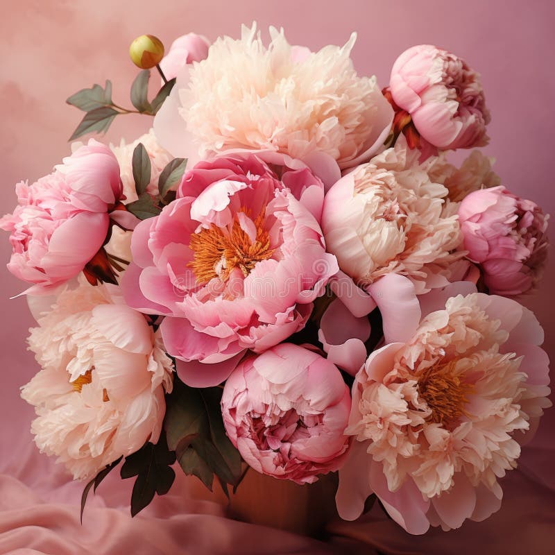 Beautiful Bouquet of Pink Peonies. Ai Generative Stock Illustration ...