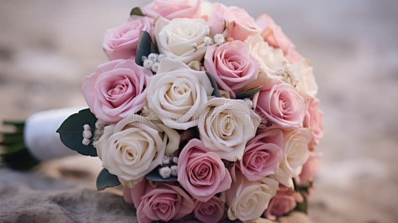 A Beautiful Bouquet of Pink and White Roses. AIG51A Stock Image - Image ...