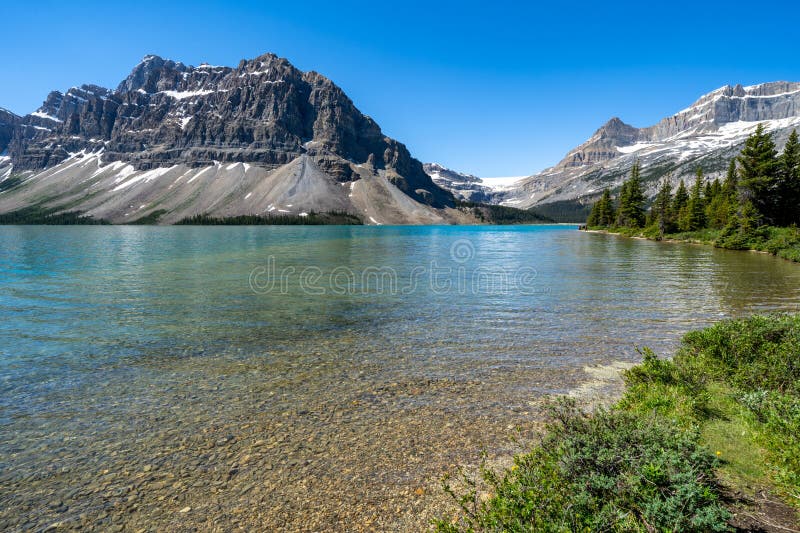 Beautiful Bow Lake in Banff National Park Stock Photo - Image of maple ...