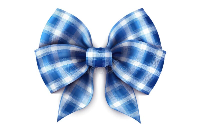 Beautiful Bow Made of Blue Checkered Ribbon Stock Illustration ...