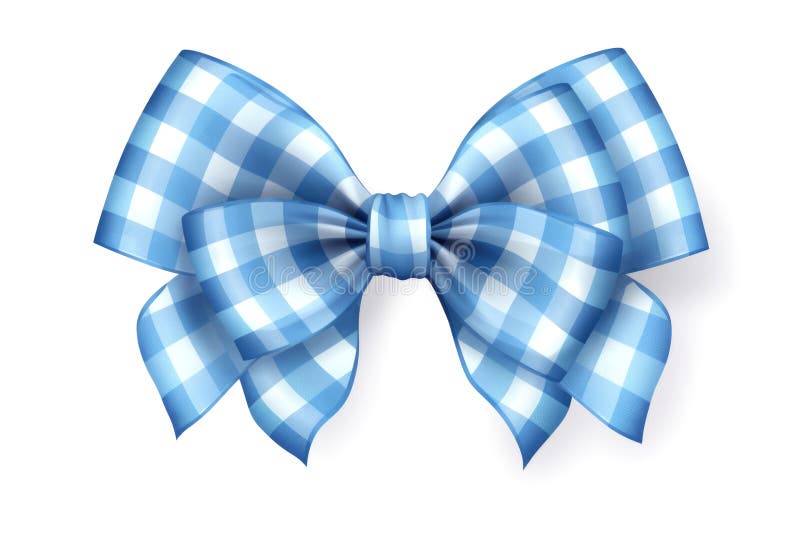 Beautiful Bow Made of Blue Checkered Ribbon Stock Illustration ...