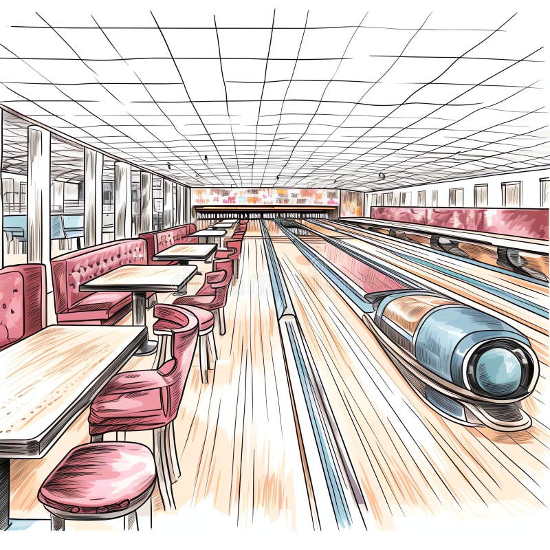 Beautiful Bowling Alley Clipart Illustration Stock Illustration ...