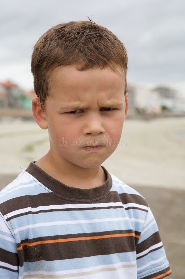 Beautiful Boy with Angry Face Stock Image - Image of child, mouth: 6443965