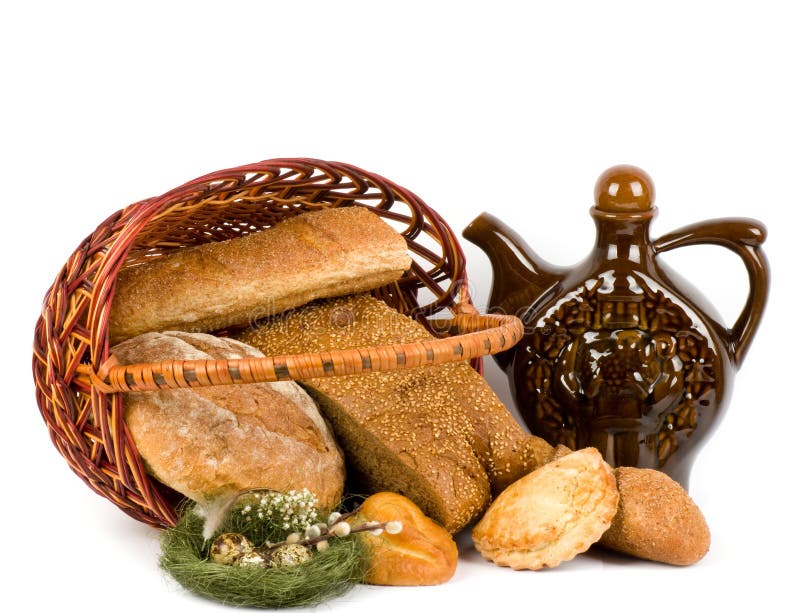 Beautiful Bread Set in Basket Stock Photo - Image of brown, basket ...