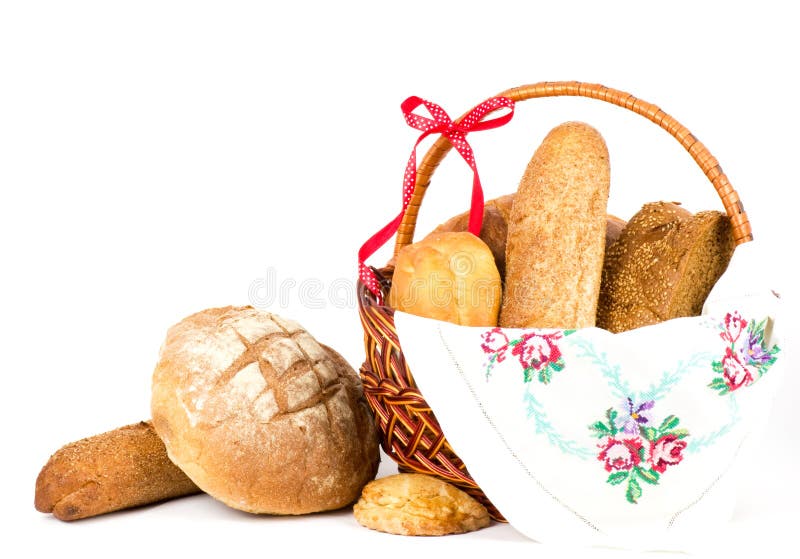 Beautiful Bread Set in Basket Stock Illustration - Illustration of ...