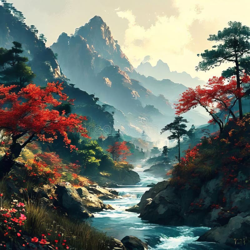 Beautiful Breathtaking Views of the Landscape Game Art Stock ...