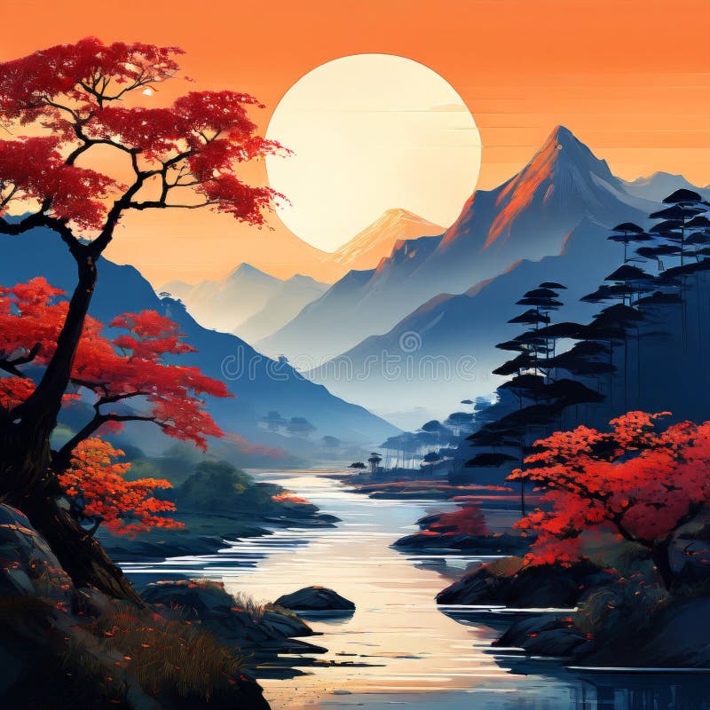 Beautiful Breathtaking Views of the Landscape Game Art Stock ...