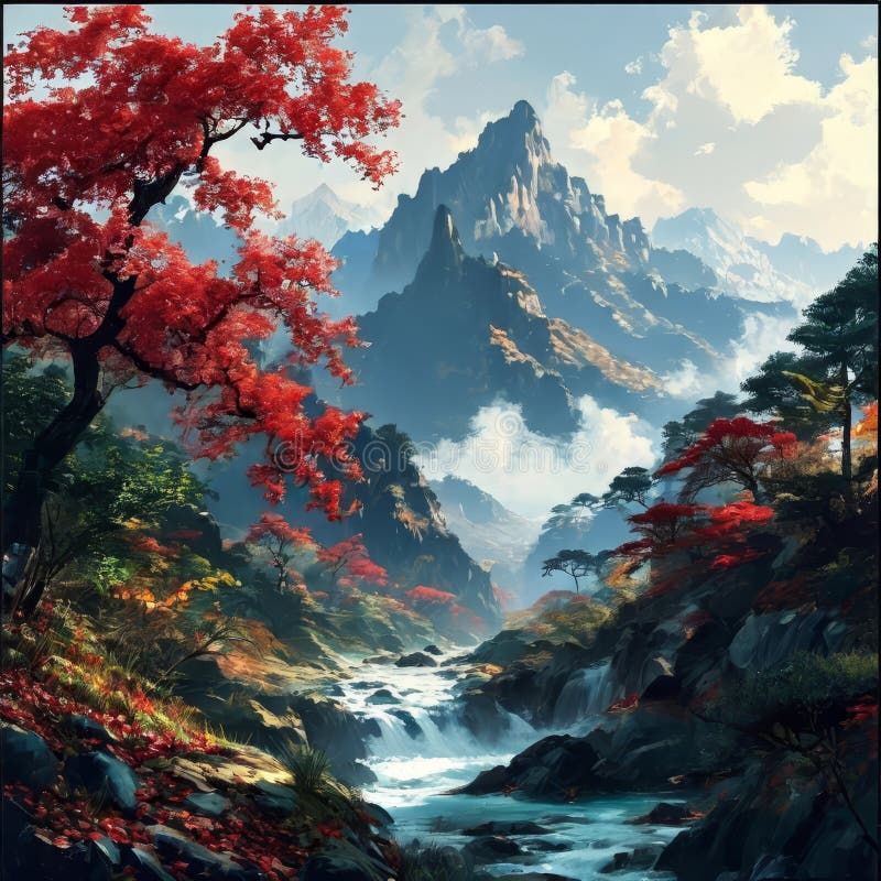 Beautiful Breathtaking Views of the Landscape Game Art Stock ...