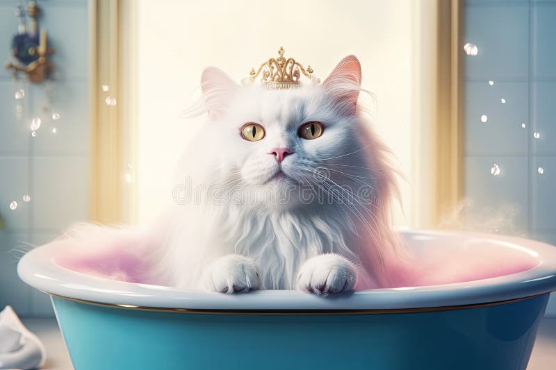 Beautiful Breed Cat in Luxury Bath. Grooming Concept Stock Illustration ...