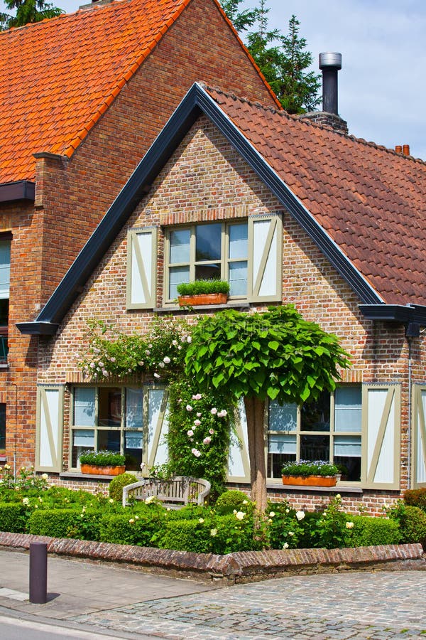 Beautiful Brick House. Bruges. Belgium. Stock Photo - Image of housing ...