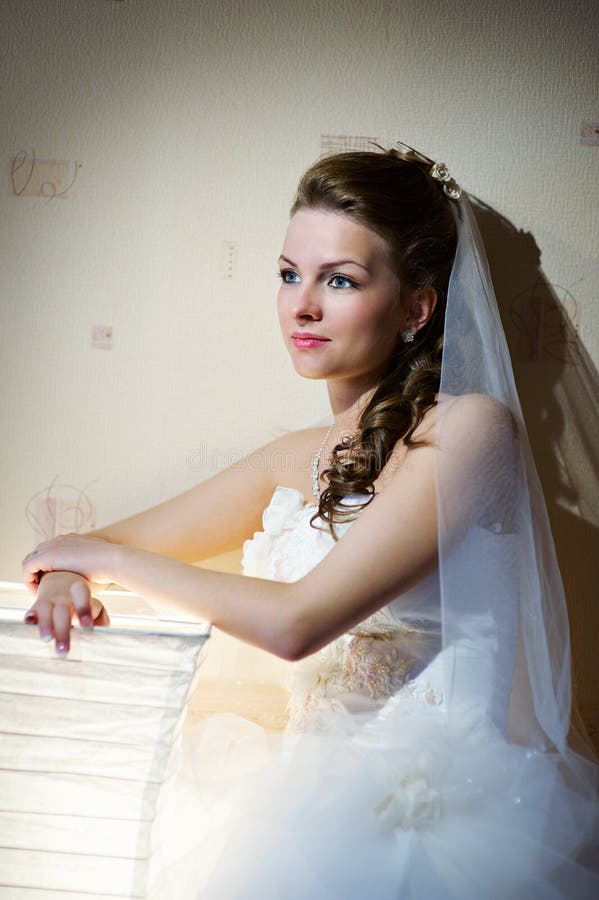 Beautiful bride stock photo. Image of elegant, bangs - 14052454