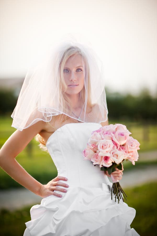 Beautiful bride stock photo. Image of bouquet, caucasian - 16429442
