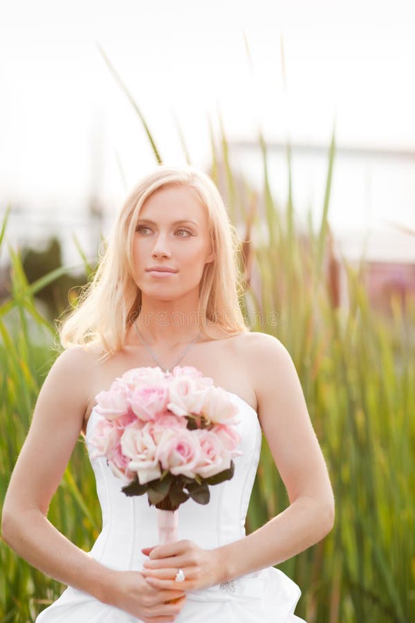 Beautiful bride stock photo. Image of bouquet, caucasian - 16429442