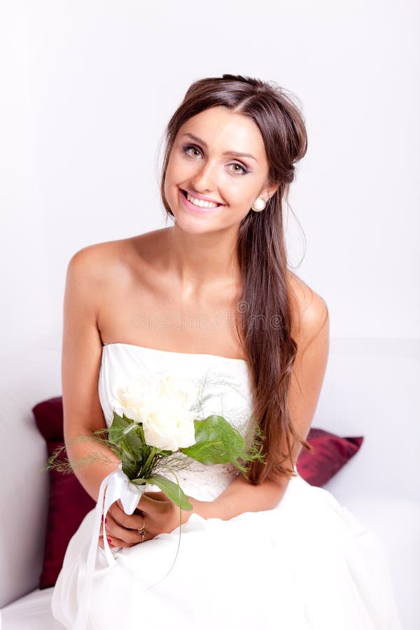 Happy bride stock photo. Image of woman, veil, isolated - 10795762