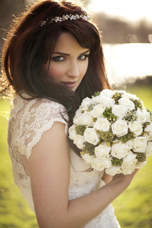 Beautiful bride stock image. Image of girl, brunette - 23870947