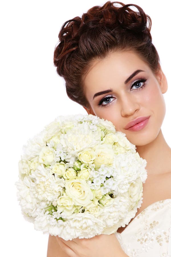 Bride with bouquet stock image. Image of sensual, pretty - 24519303