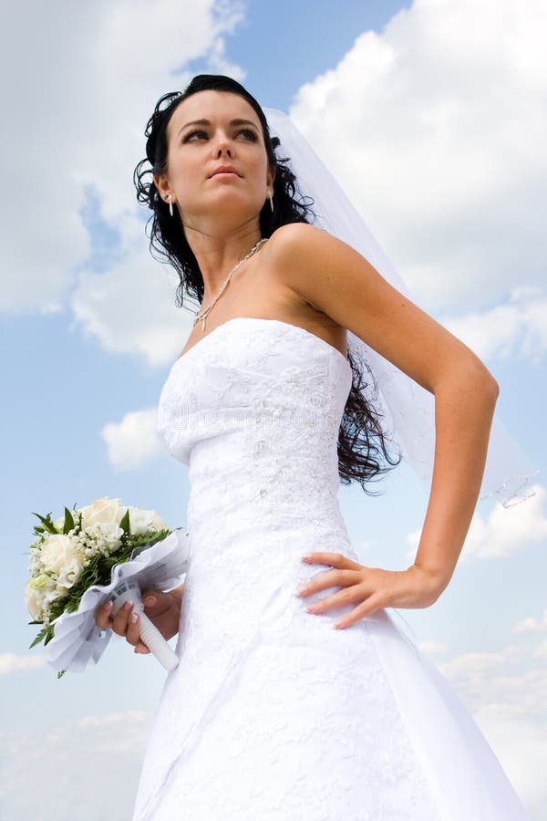 Studio Portrait of a Young Bride Stock Photo - Image of bride ...
