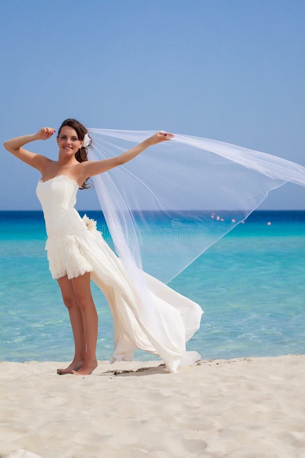 Beautiful Bride on the Beach Stock Image - Image of clear, female: 51486363