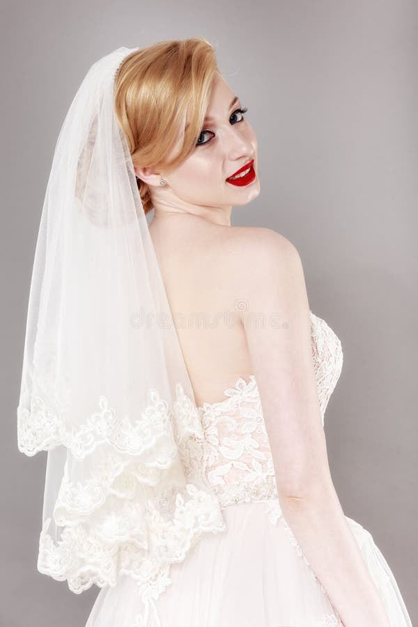 Beautiful Bride and Beautiful Wedding Dress Stock Image - Image of ...