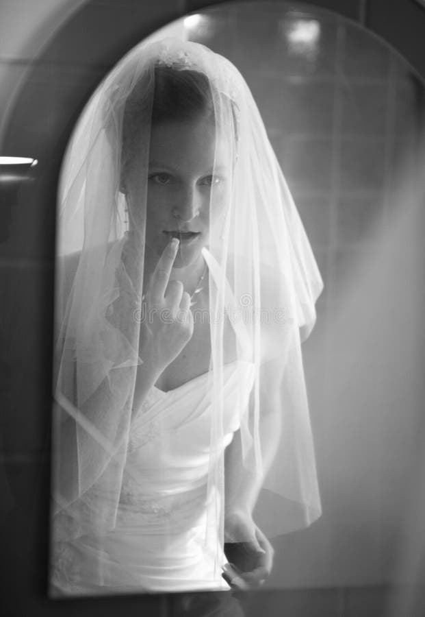 Beautiful Bride in Front of a Mirror Stock Image - Image of glamour ...