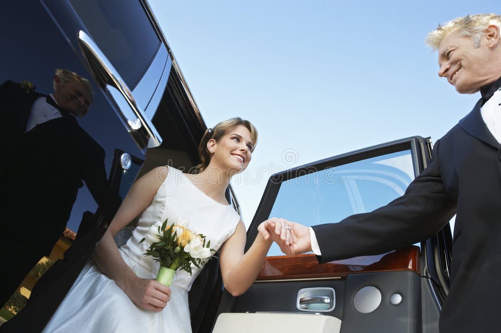 Beautiful Bride Getting Down from Car Stock Image - Image of beauty ...