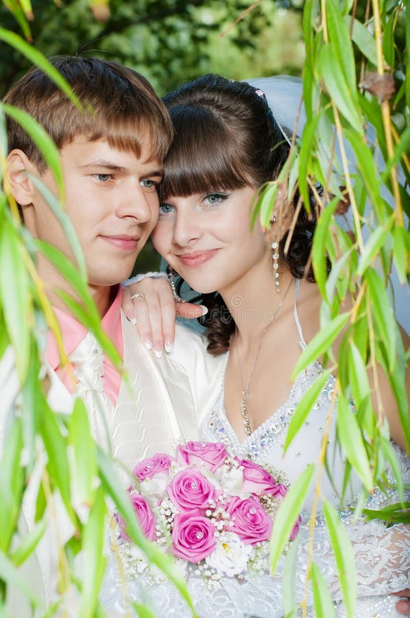 Beautiful Bride and Groom Smilling Stock Photo - Image of happiness ...